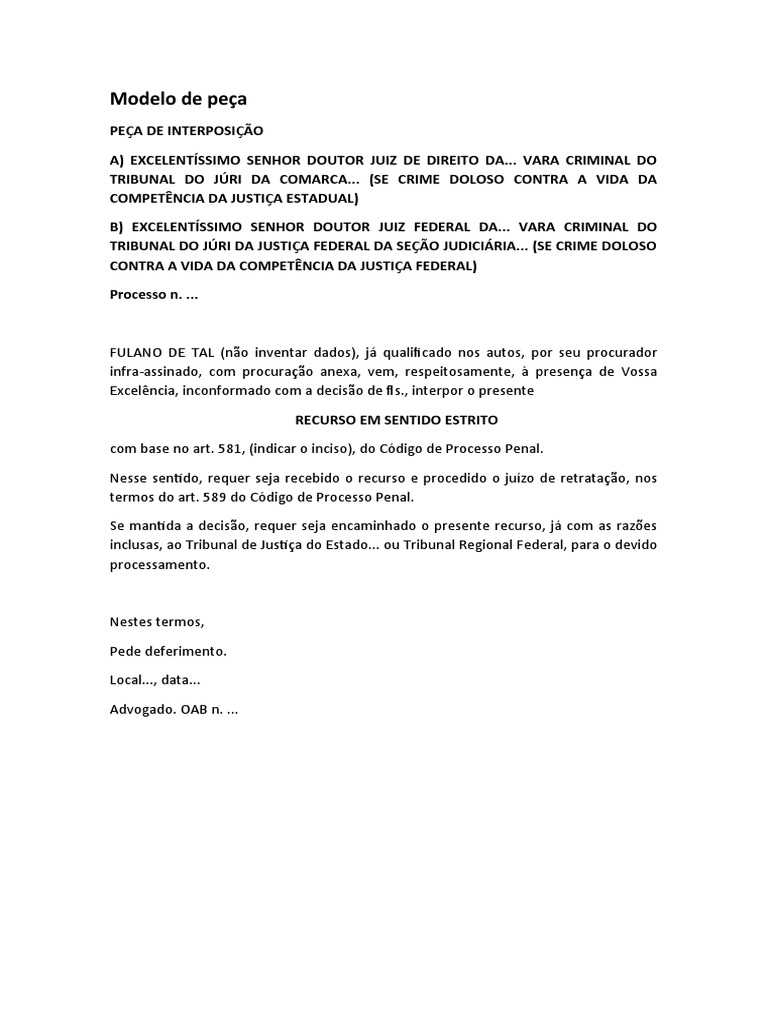 Peça de Interposição - Rese | PDF Peça de Interposição - Rese | PDF