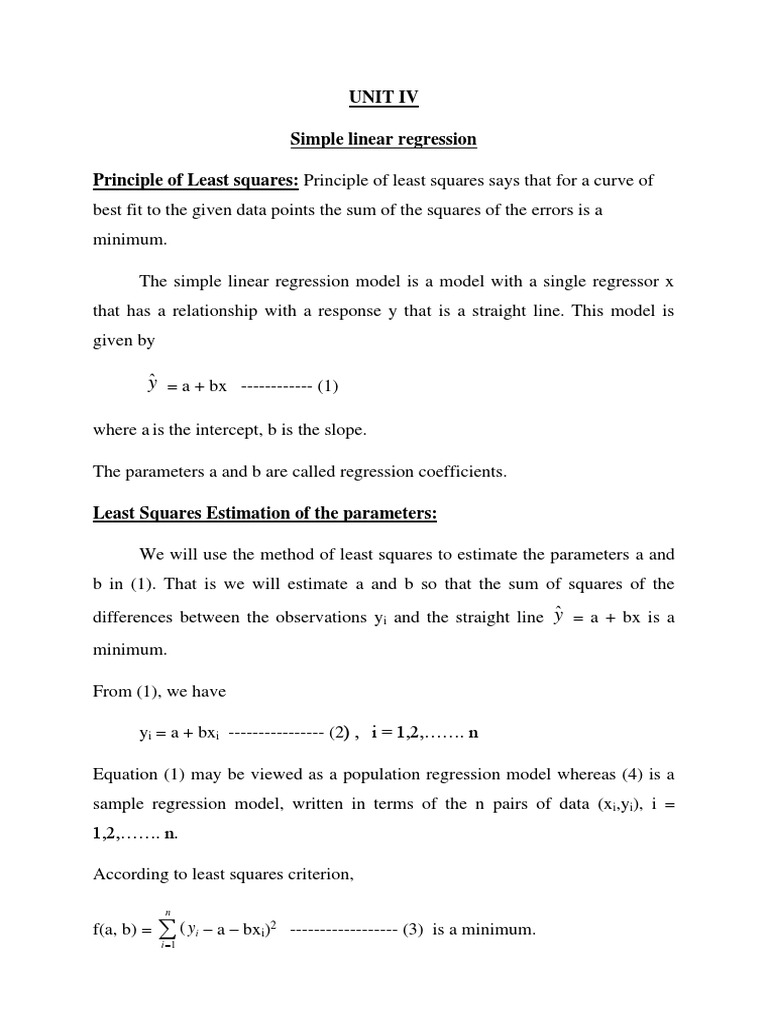 PS Unit - Iv | PDF | Regression Analysis | Least Squares