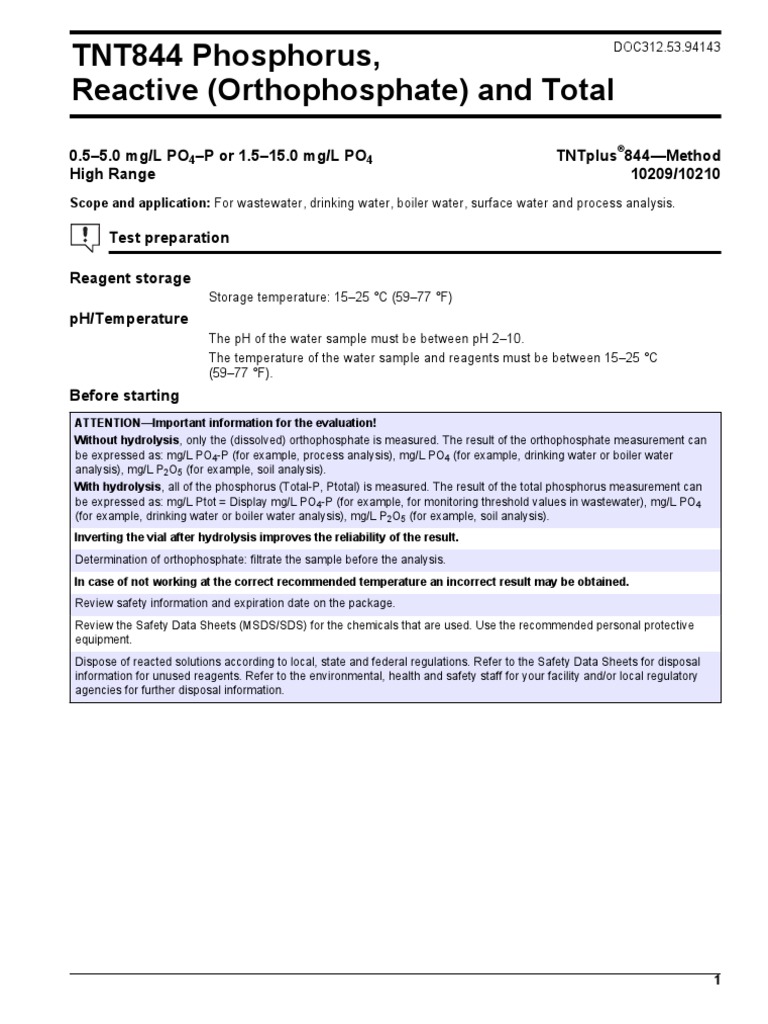 DOC312.53.94143 2ed TNT844 | PDF | Water | Phosphorus
