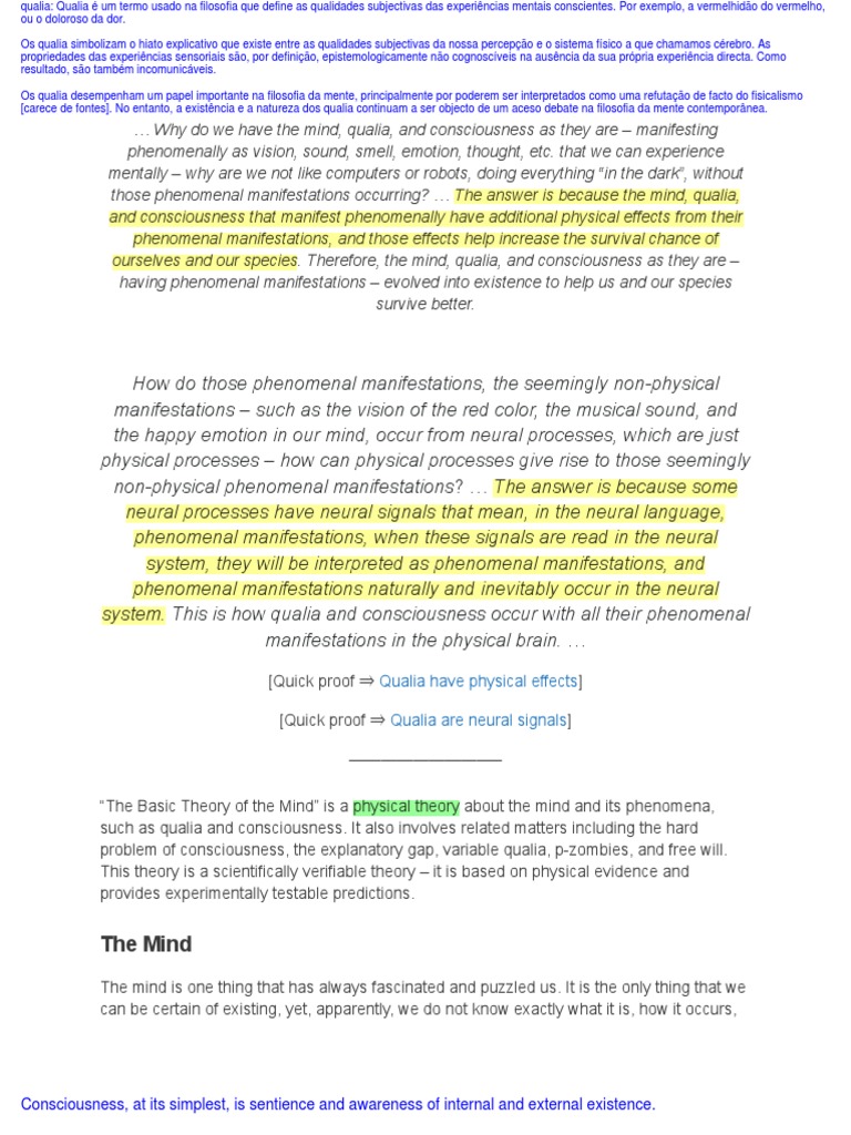 The Basic Theory of Mind | PDF | Consciousness | Qualia