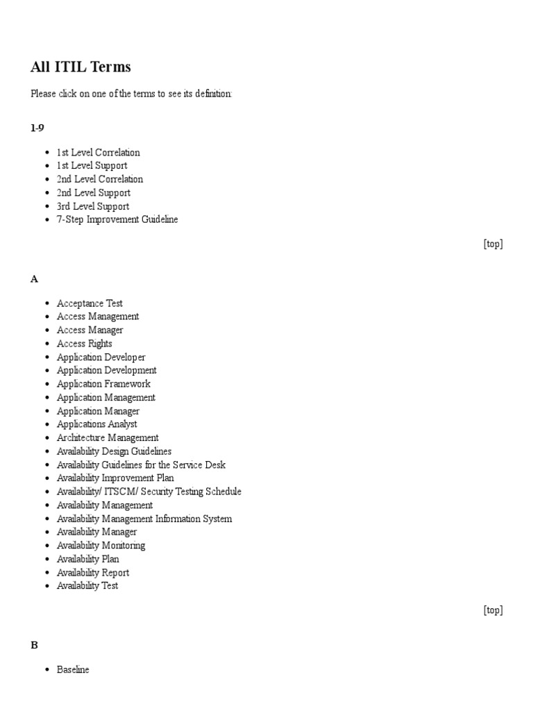 ITIL Glossary | PDF | Risk Management | Performance Indicator