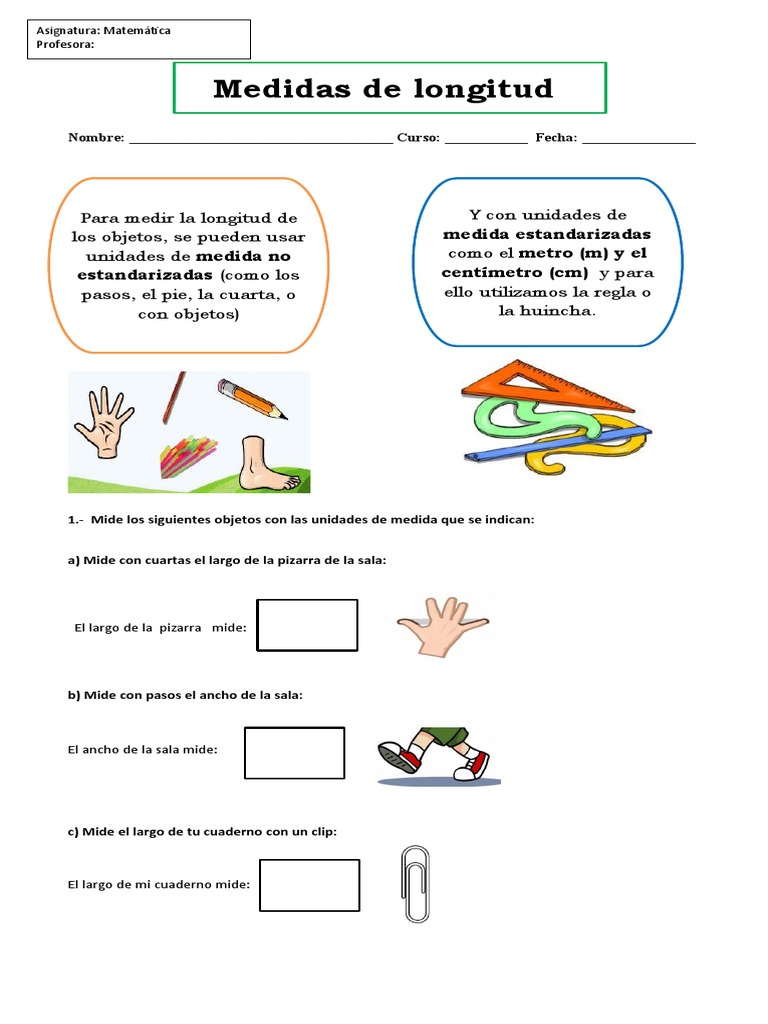 Guia Medidas de Longitud 2° Basico | PDF | Longitud | Metrología