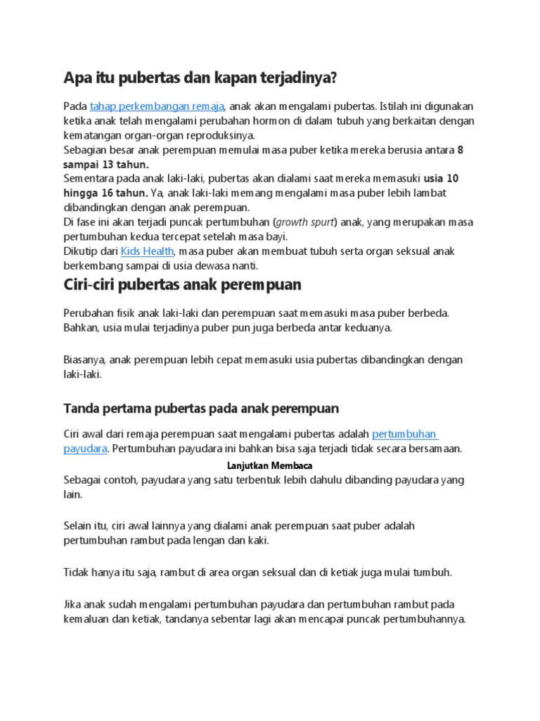Pubertas Kapan Terjadinya | PDF | Gaya Hidup