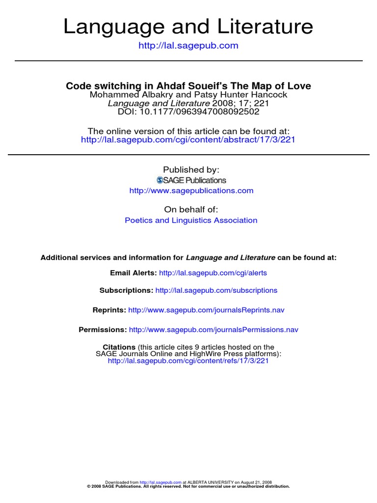 Code Switching in Ahdaf Soueifs The Map | PDF