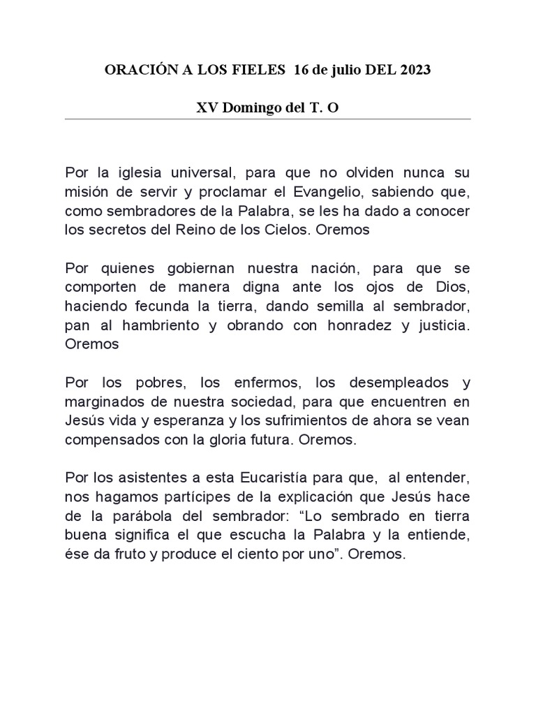 Oración A Los Fieles | PDF | Religión y espiritualidad