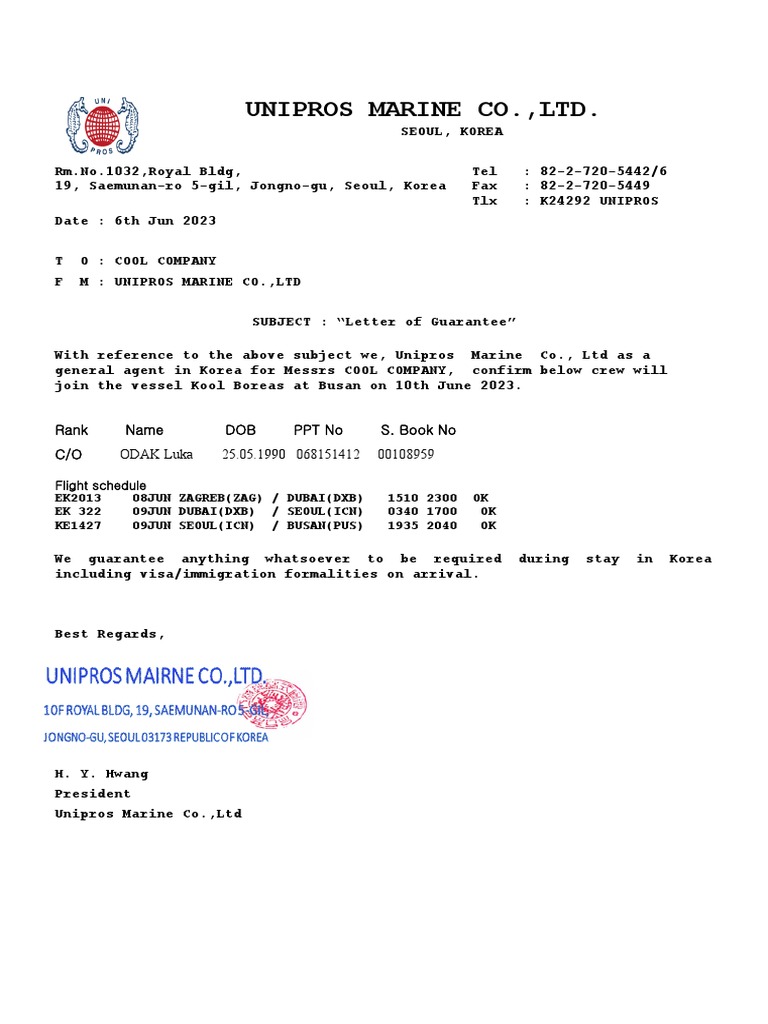 Guarantee Letter | PDF