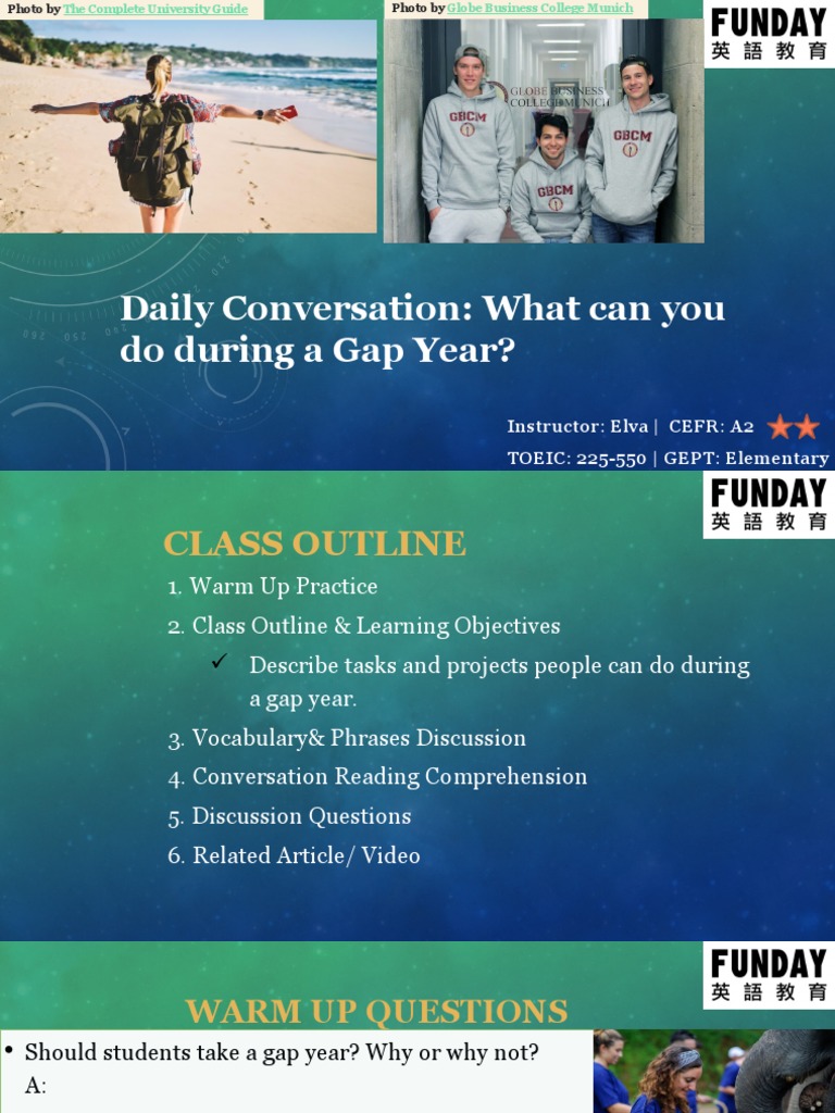 Daily Conversation What Can You Do During A Gap Year - Demo | Download Free PDF | Cognitive ...