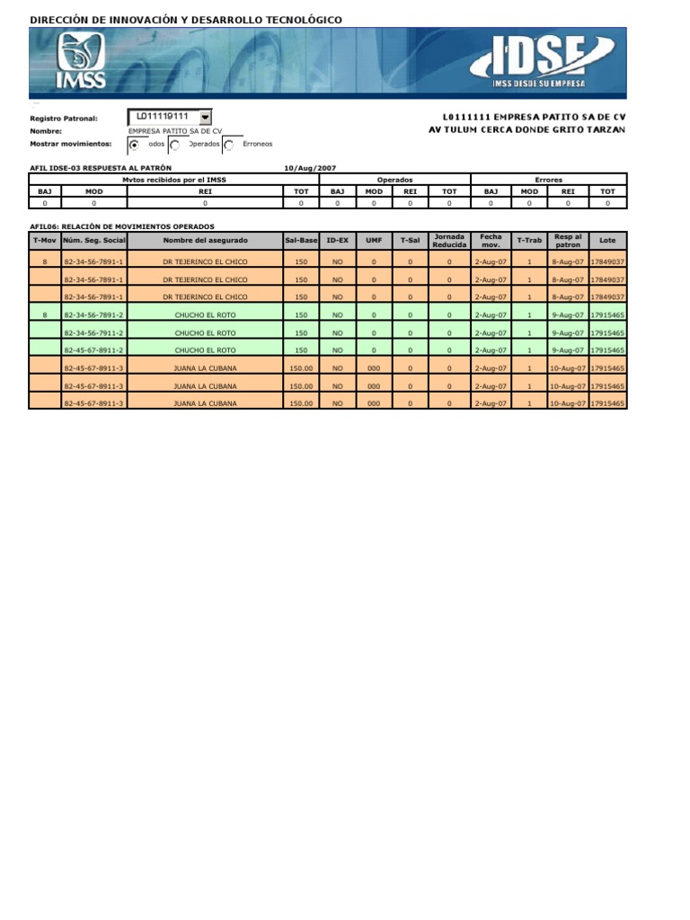 Comprobantes IMSS-IDSE | PDF
