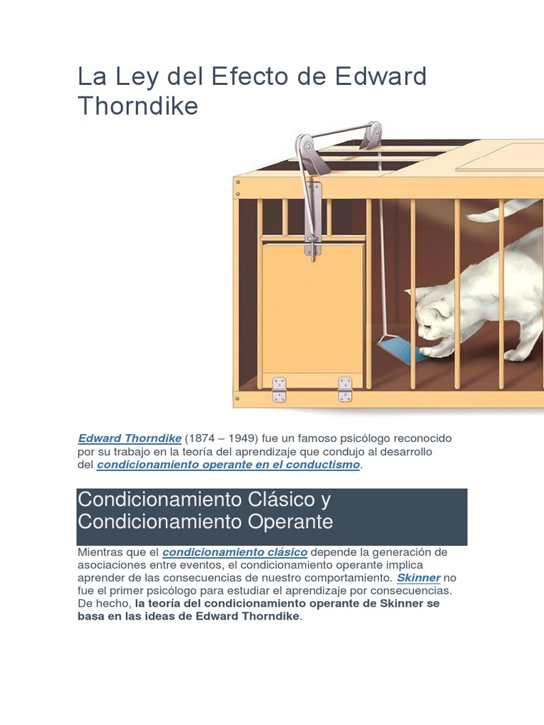 Ley de Efecto Thorndike | PDF | Aprendizaje | Ciencia cognitiva