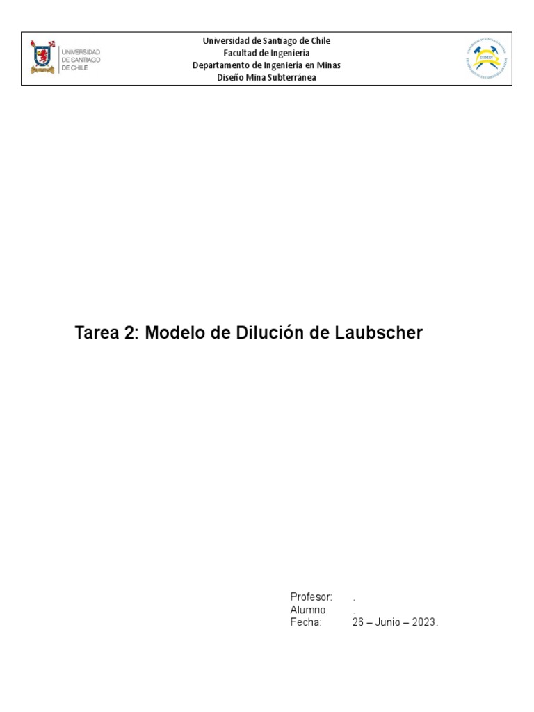 Tarea 2 Modelo de Dilución de Laubscher | PDF | Minería | Santiago