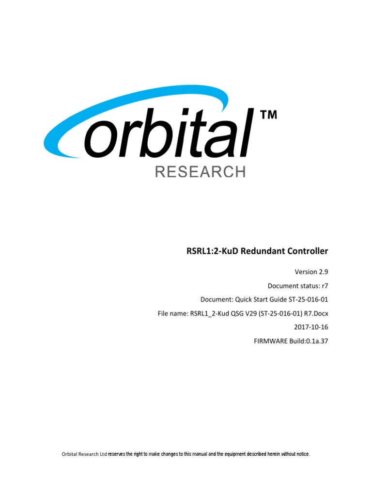 Orbital Research Redundant Controller Manual | PDF | Electrical ...