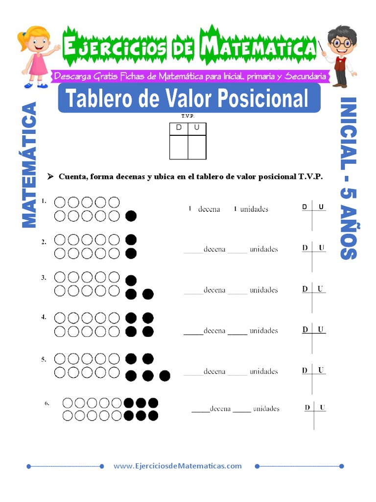 Ejercicios de Tablero de Valor Posicional para Niños de 5 Años | PDF