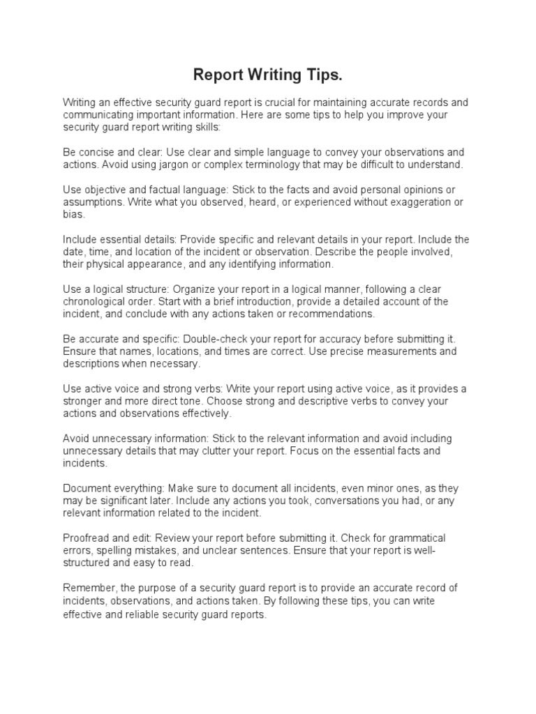 Report Writing Tips | PDF