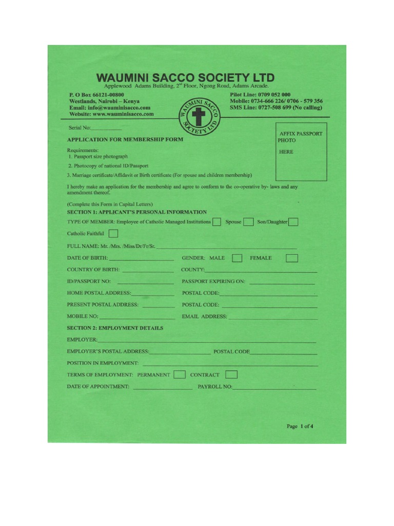 Member Sacco Reg Form | PDF