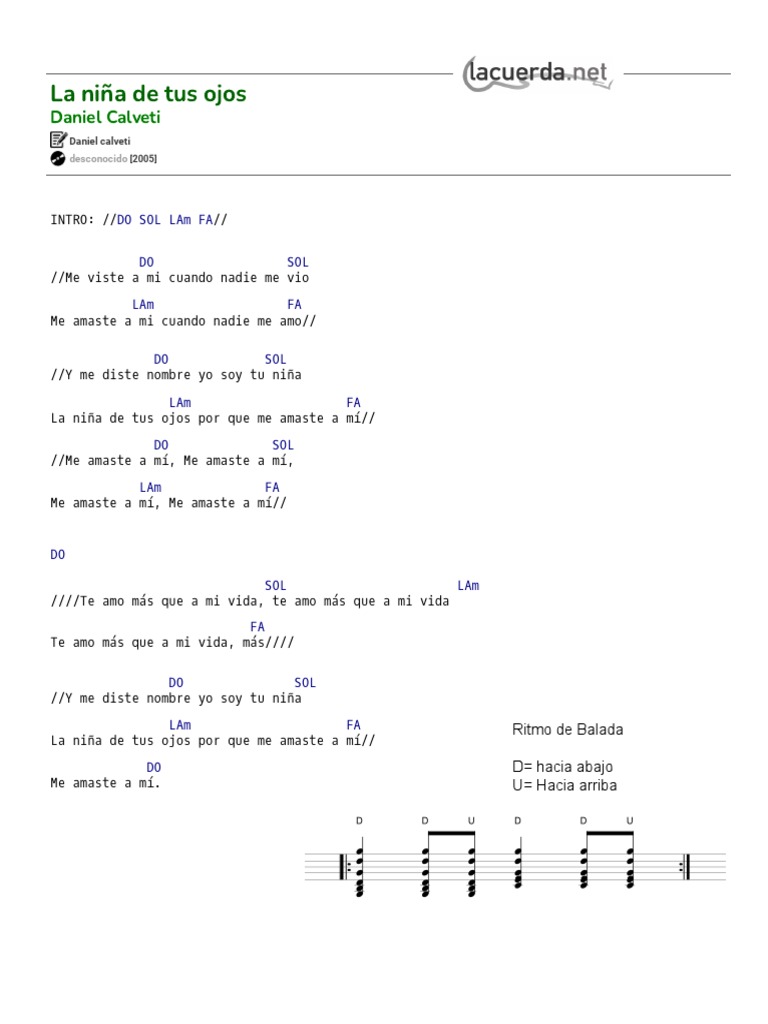 LA NIÑA DE TUS OJOS, Daniel Calveti - Acordes | PDF