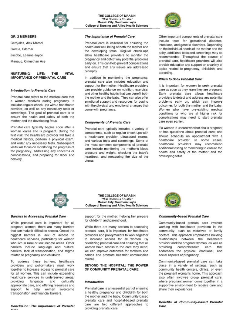 Prenatal Care | PDF | Pregnancy | Health Care