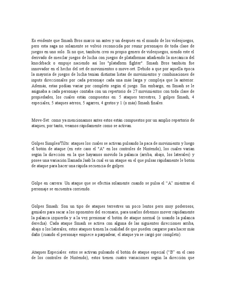 ¿Cómo Funcionan Las Mecánicas de Smash Bros? | PDF | Videojuegos | Nintendo