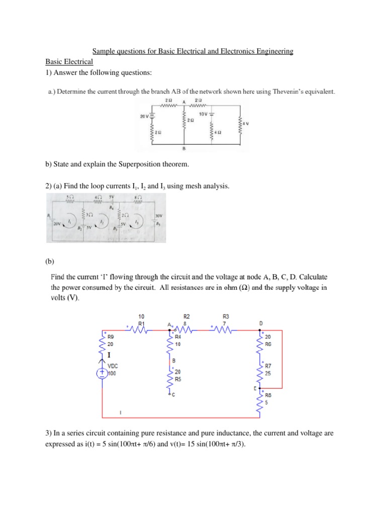 Sample Questions | PDF | P–N Junction | Operational Amplifier