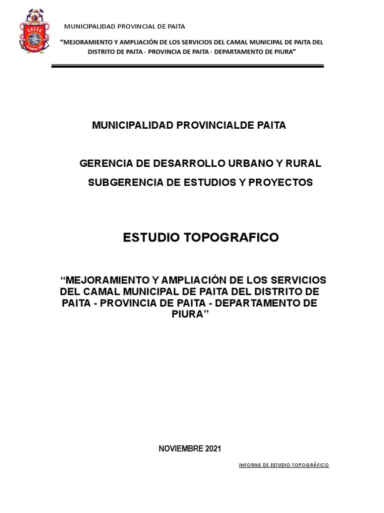INFORME TOPOGRAFICO Camal - Doc 20220528 093818 385 | PDF | Topografía | Geodesia