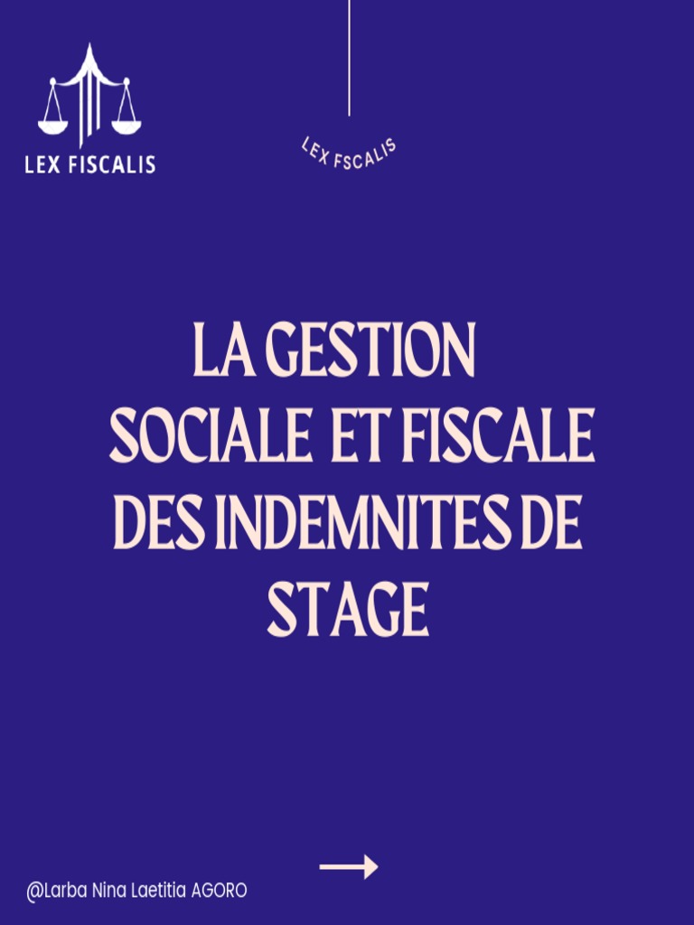 La Gestion Sociale Et Fiscale Des Indemnit S de Stage 1688787305 | PDF | Impôt sur le revenu ...