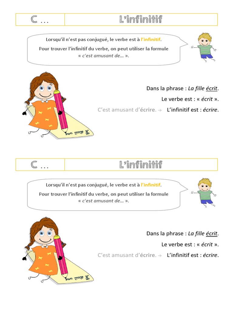 Conjugaison des verbes à l'infinitif | PDF | Verbe | Conjugaison