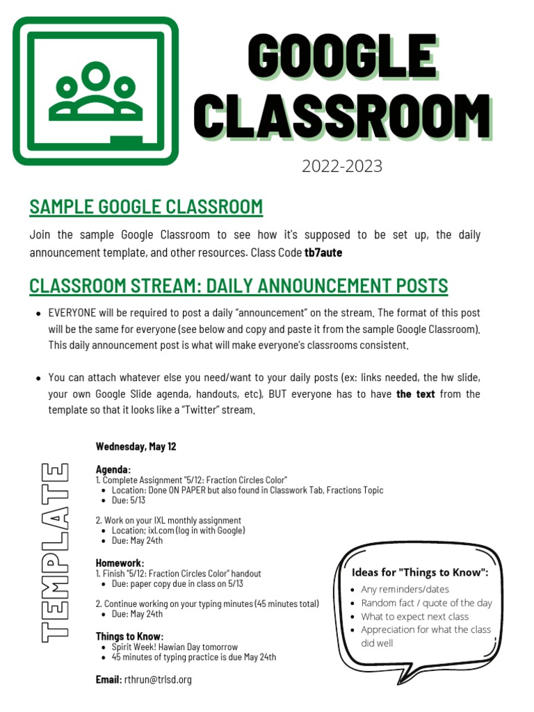 Google Classroom Handout Teachers | PDF | Homework
