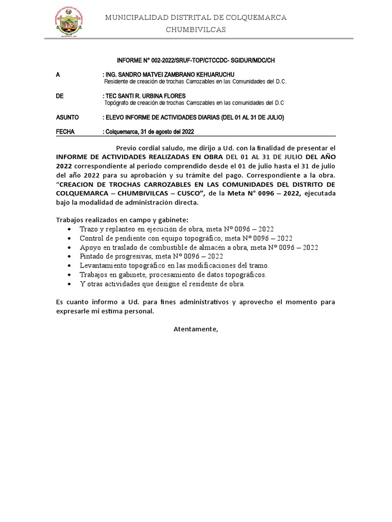 INFORME - # - 02 Topografico Santi | PDF
