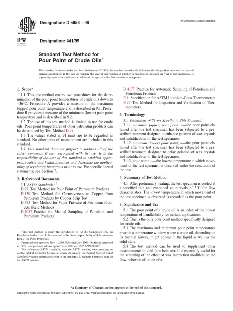 Astm D 5853-06 | PDF | Thermometer | Phases Of Matter