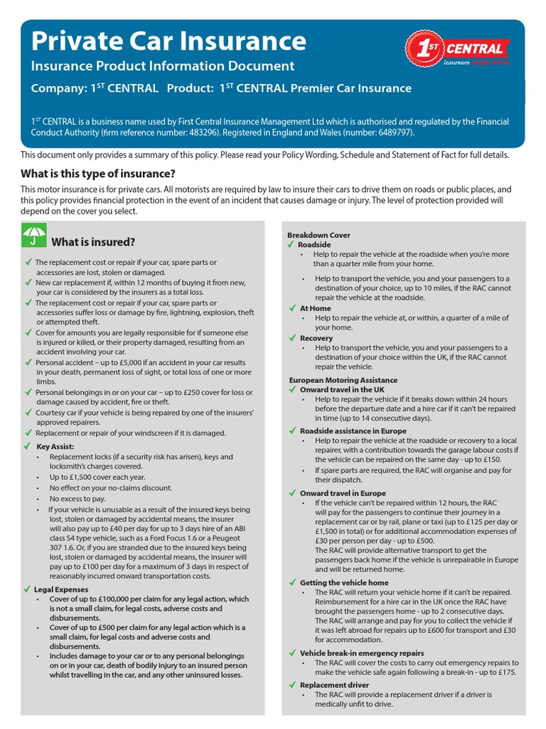 RAC BD European IPID Premier v1.2 | Download Free PDF | Vehicle ...