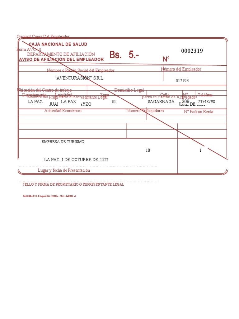 Form AVC-01 | PDF