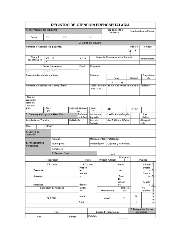 Registro de Atención Prehospitalaria | PDF