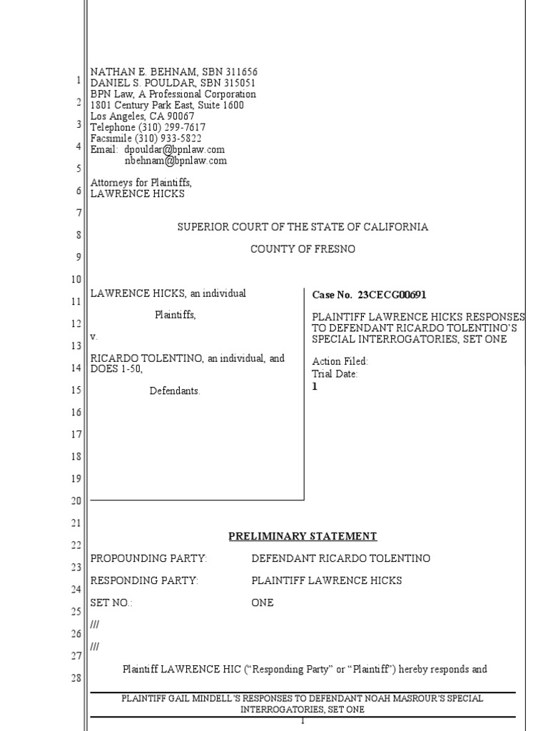 Sample | PDF | Discovery (Law) | Interrogatories