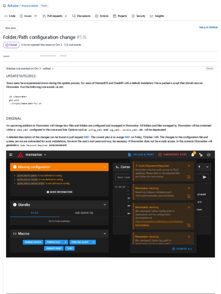 Moonraker File Folder Path Fix Issue #516 Arksine - Moonraker GitHub | PDF | Sudo | Computer File