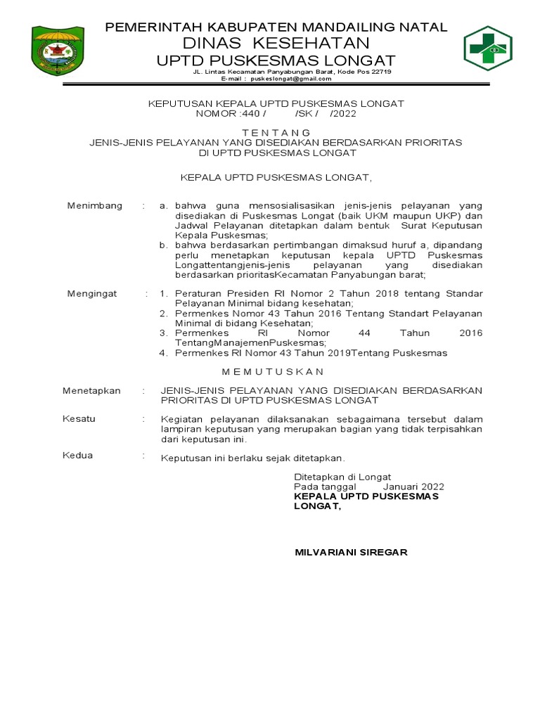 1.1.1.2 SK Jenis-Jenis Pelayanan 2022 | PDF