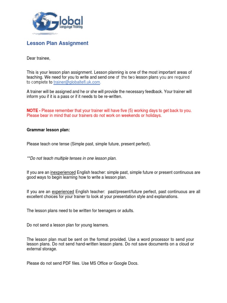 Lesson Plan Assignment | PDF | Lesson Plan | Learning