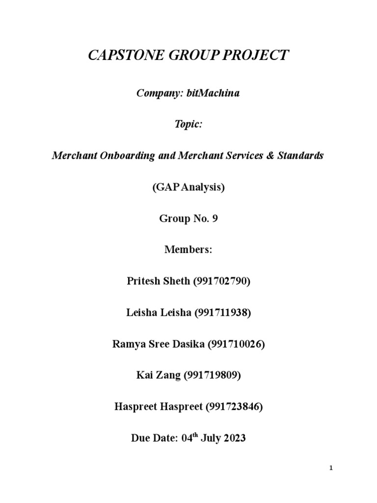 Capstone Project Gap Analysis by Group 9 | PDF