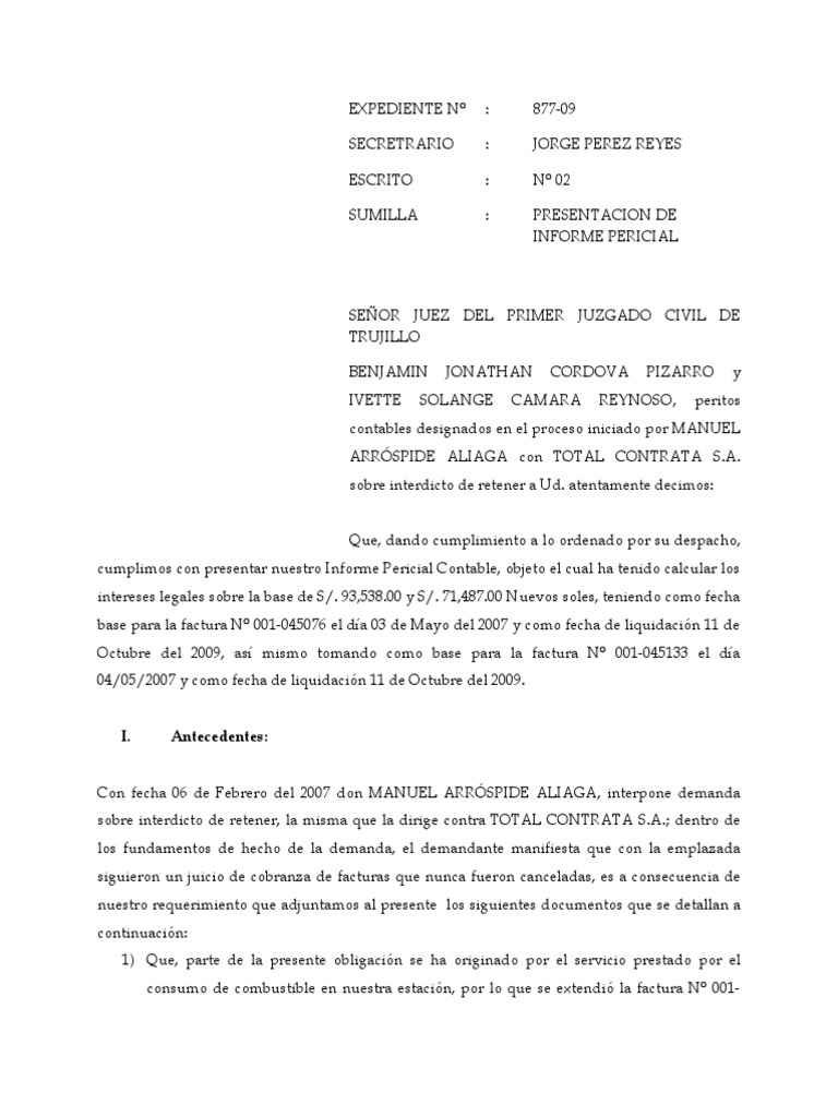 Informe Pericial Jonathan Pdf