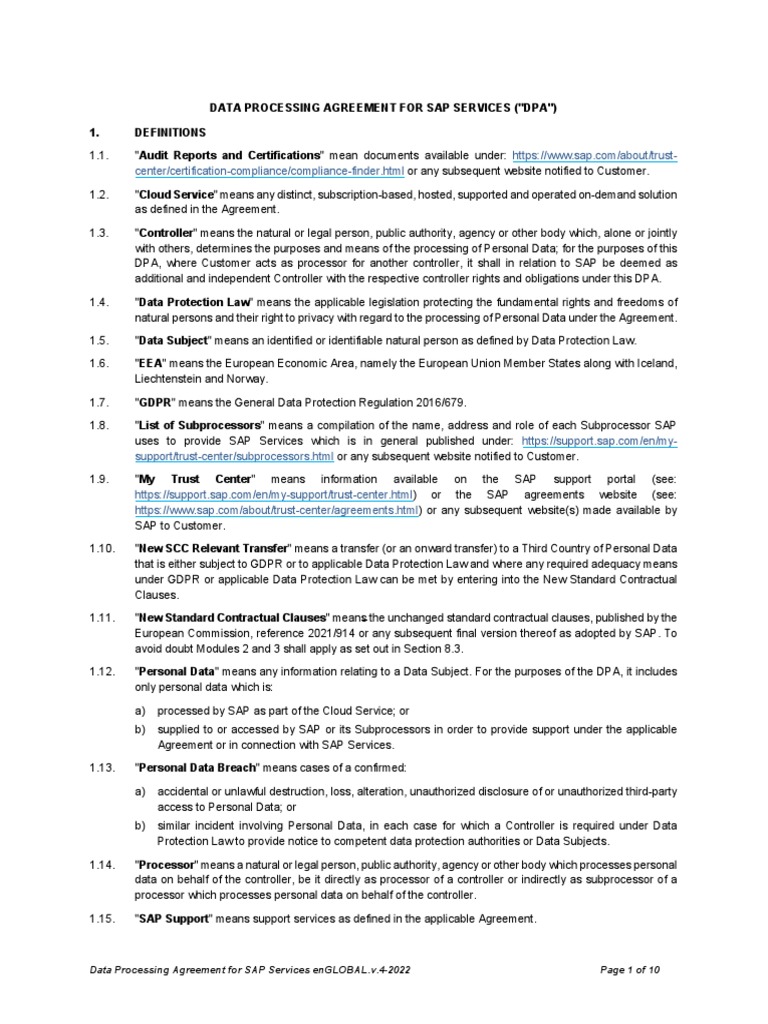 SAP Data Processing Agreement | PDF | Cloud Computing | Audit