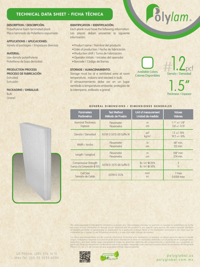 FT - POLYLAM 1.2 PCF 1.5 - Blanco | Descargar gratis PDF | El plastico | Materiales de construcción