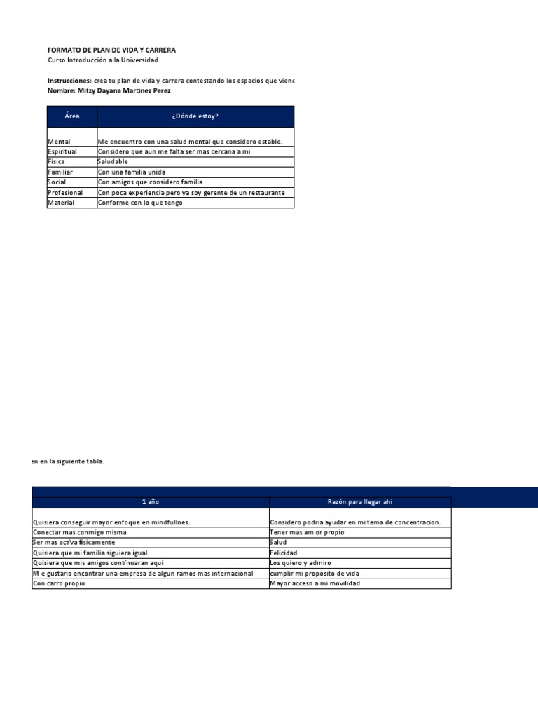 Plan de Vida - Evidencia 2 | PDF | Autosuperación | Bienestar
