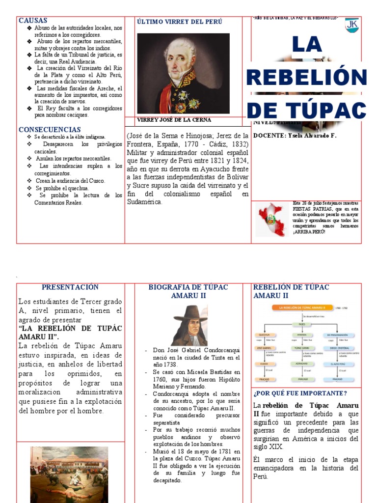 Triptico Sobre La Rebelion de Tupac Amaru | PDF | América del Sur | America latina