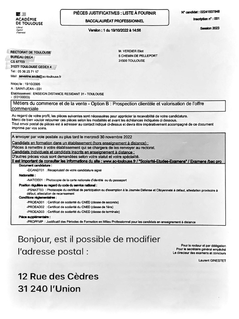 Dossier Inscirption Bac | PDF