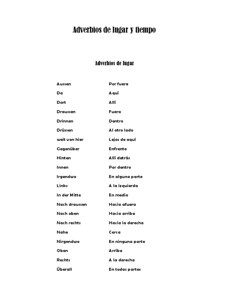 Adverbios Lugar y Tiempo | PDF