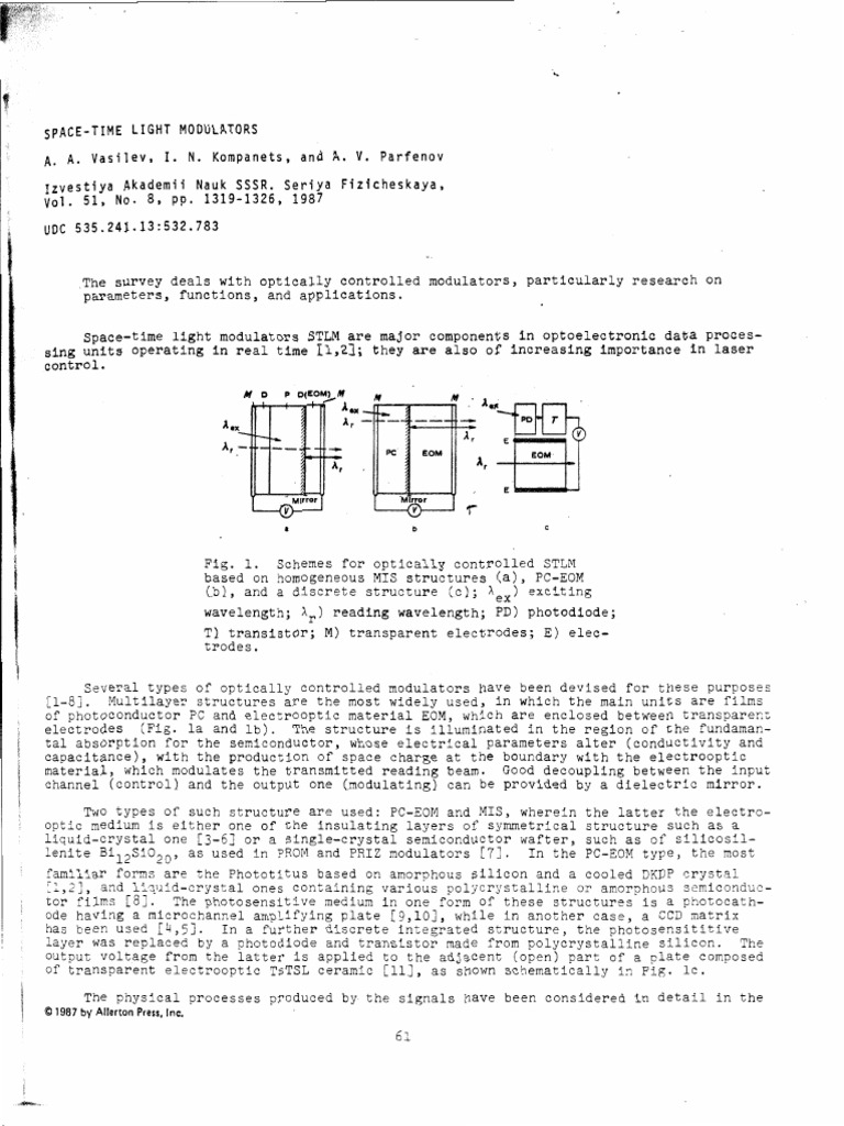 Васильев - The Survey Deals With Optically Controlled Modulators ... Васильев - The Survey Deals With Optically Controlled Modulators ...