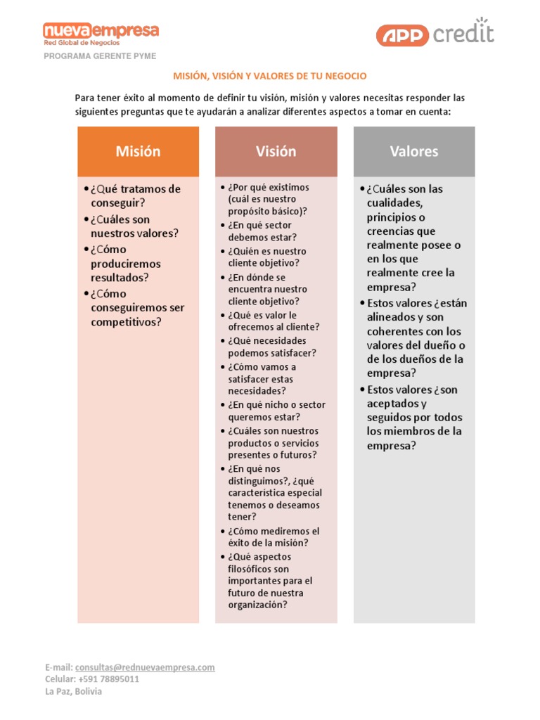 Elabora La Misión, Visión y Valores de Tu Negocio | Descargar gratis ...