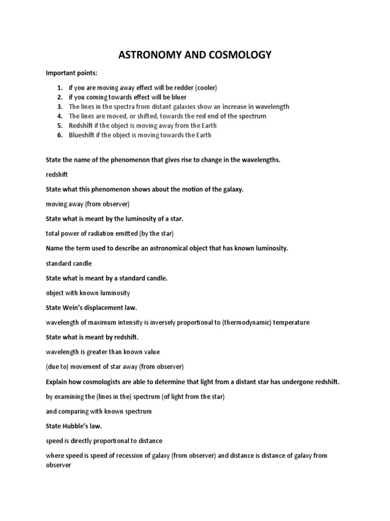 Understanding Redshift and Cosmic Expansion | PDF | Redshift | Stars