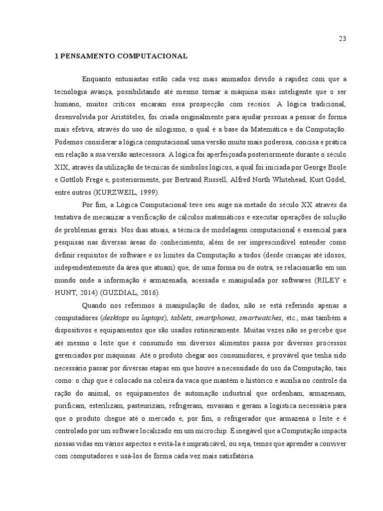 Desenvolvimento Do Pensamento Computacional Através de Atividades ...