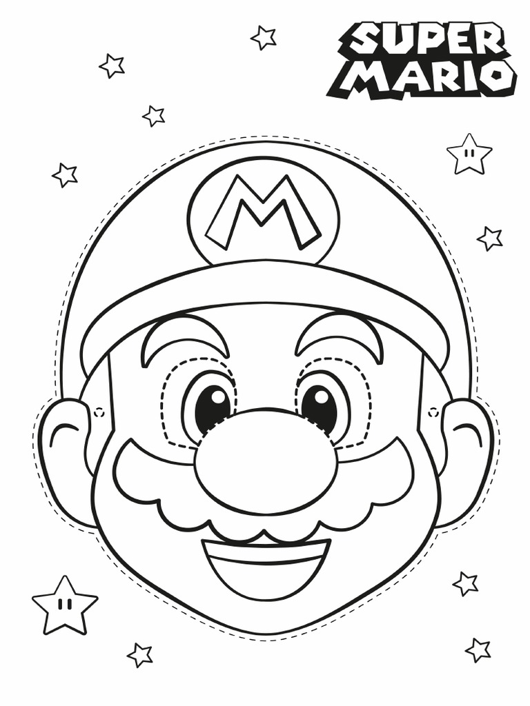 Mascara de Super Mario para Colorear y Recortar | PDF