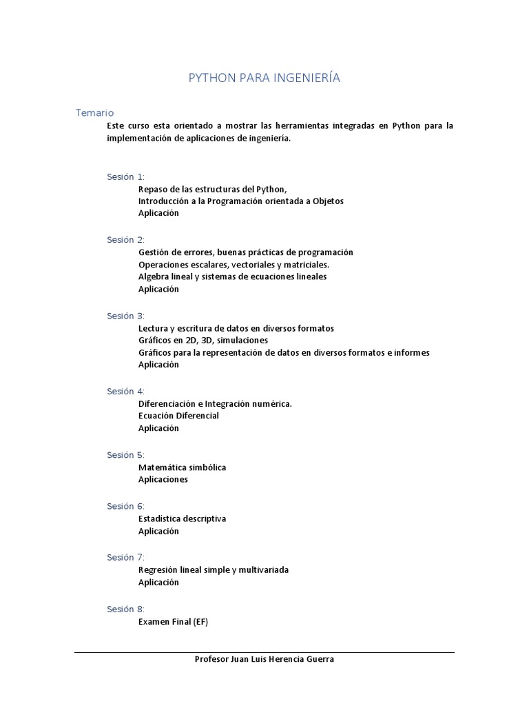 Temario-Python para Ingeniería | PDF