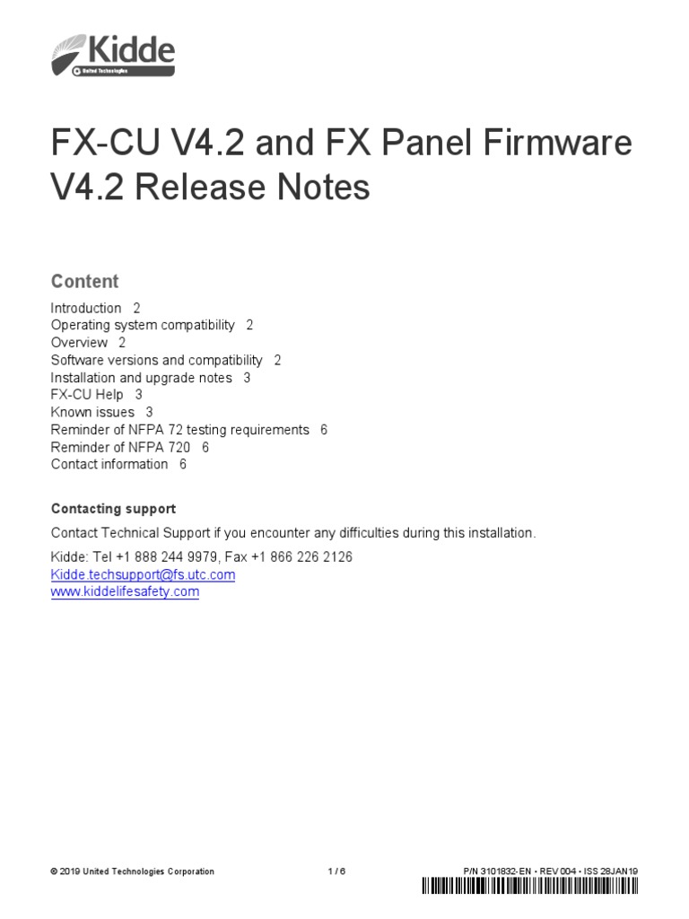3101832-EN R004 FX-CU V4.2 and FX Panel Firmware V4.2 Release Notes | PDF